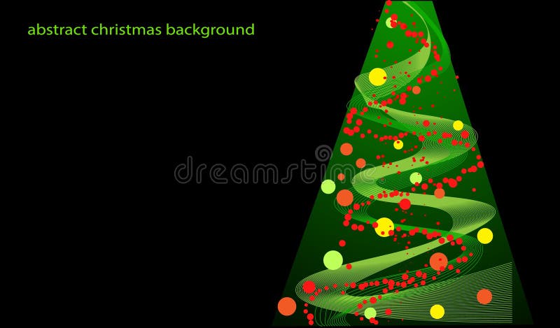 Abstract Christmas Tree with Swooping Lines and Circular Decorations on ...