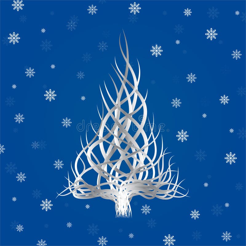 Abstract Christmas Tree of Wavy Lines Stock Illustration - Illustration ...