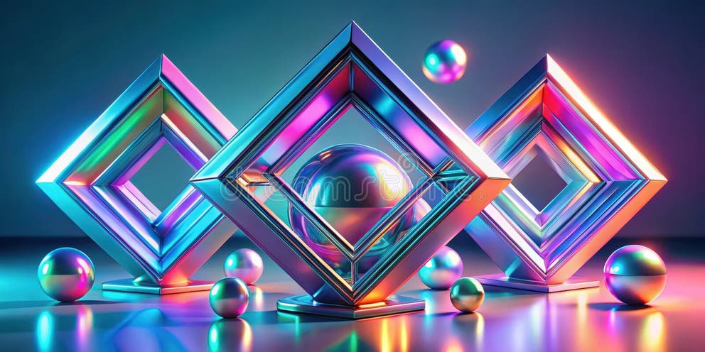 Abstract Chromatic Composition Featuring Interlocking Geometric Shapes ...