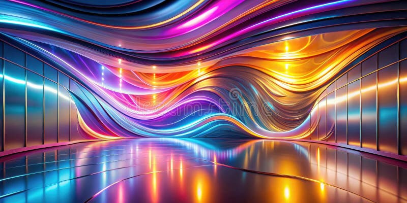 Abstract Chromatic Waves Reflecting in a Polished Surface, Modern ...