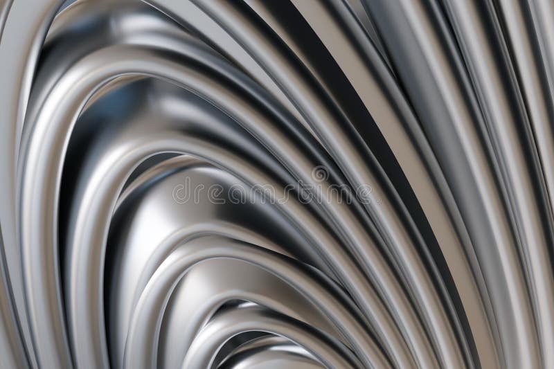 Abstract Chrome Background with Smooth, Flowing Curves and Reflective ...
