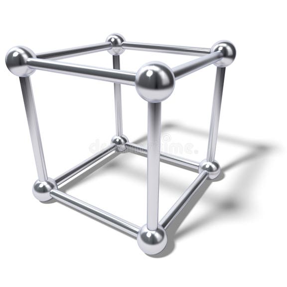 Abstract Chrome Cube Atom Cage Stock Illustration - Illustration of ...