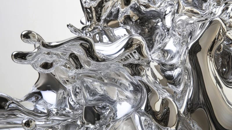 Abstract Chrome Liquid Splash: Silver Metallic Texture Background Stock ...