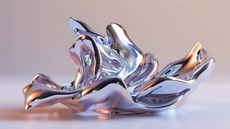 Abstract Chrome Metal Y2K Liquid Shape Texture Stock Illustration ...