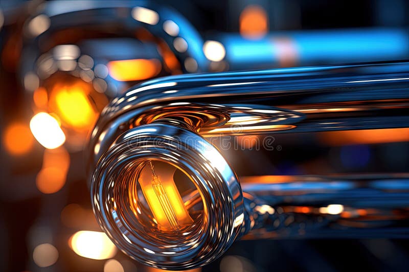 Abstract Chrome Pipes Composition. Industry Themed Background with ...