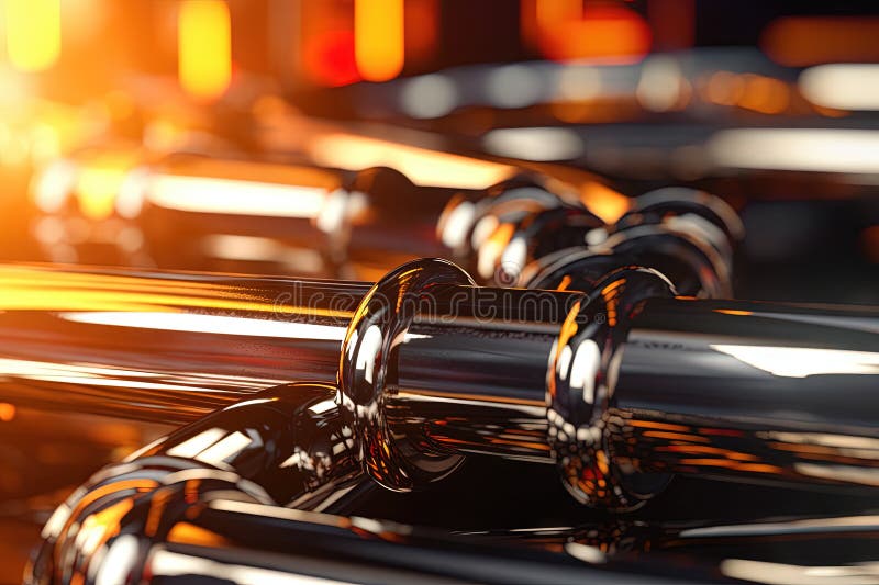 Abstract Chrome Pipes Composition. Industry Themed Background with ...
