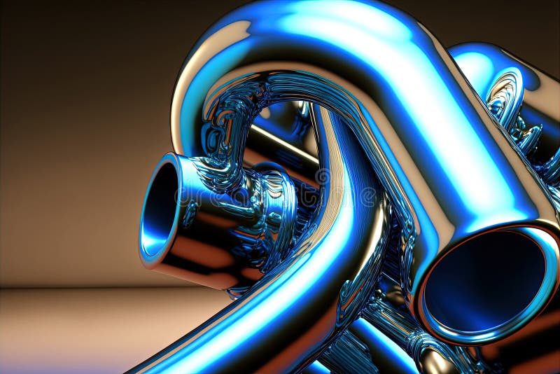 Abstract Chrome Pipes Composition. Industry Themed Background with ...