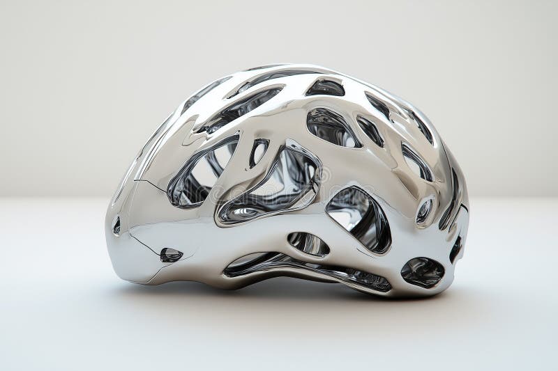 Abstract Chrome Sculpture, Modern 3D Render, Metallic Design, Elegant ...