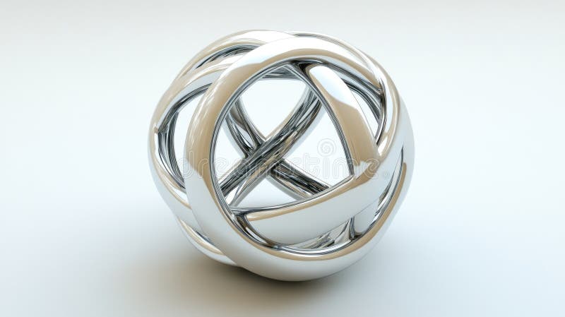 Abstract Chrome Sphere with Interwoven Metallic Rings Stock ...