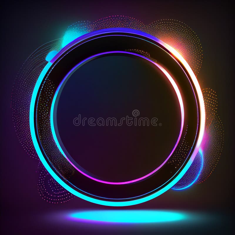 Abstract Circle Backdrop Glowing Blue Technology Design ,generative AI ...