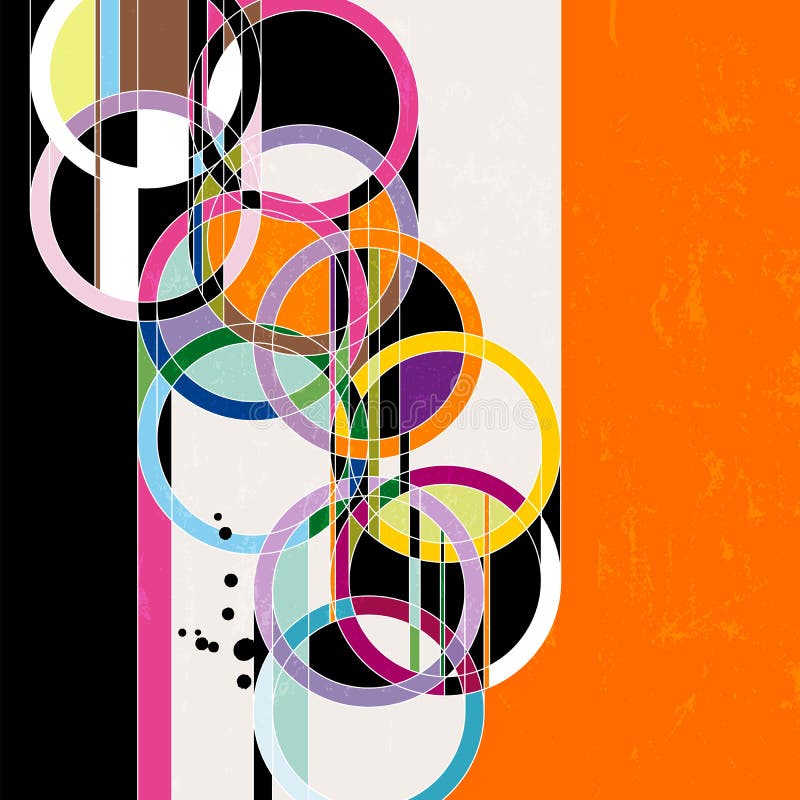 Abstract Circle Background, Retro/vintage Style, with Paint Strokes and ...