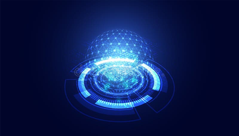 Abstract Circle Digital Circuit Concept Light Circle Network Blue ...