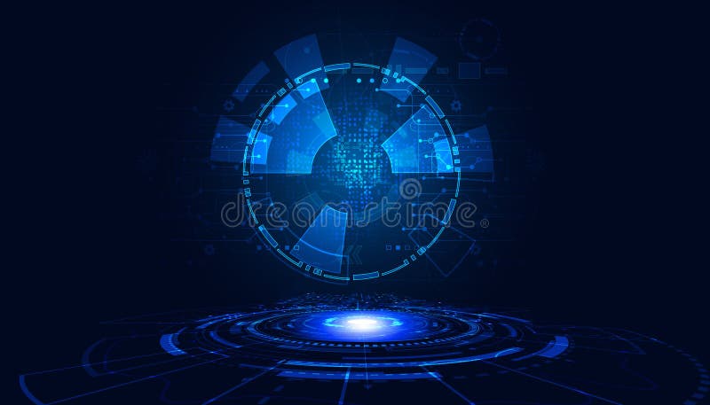 Abstract Circle Digital Technology Modern Blue Color on Beautiful Blue ...