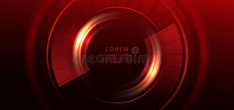 Abstract Circle Element Technology Connection Digital Data on Red ...