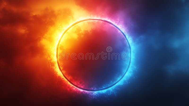 Abstract Circle of Fire and Ice Contrasting Hot and Cold Energy with ...