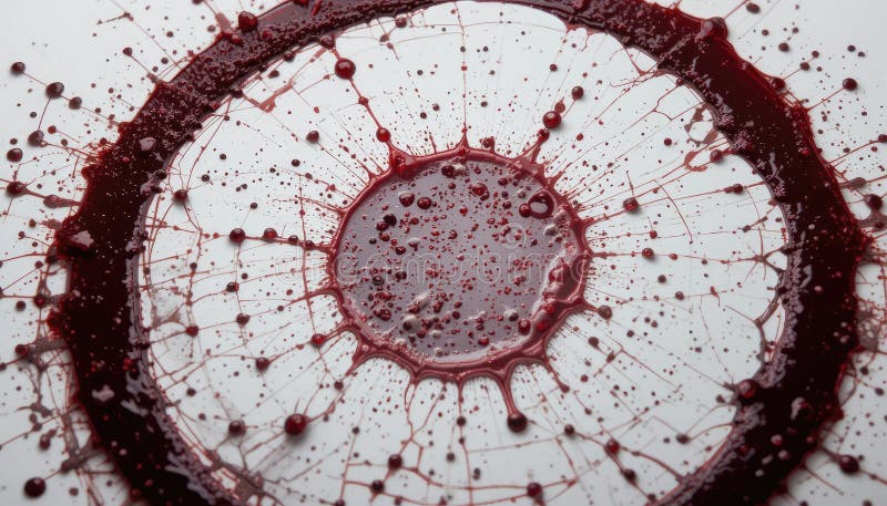 Abstract Circle Formed by Splattered Red Liquid on White Surface Stock ...