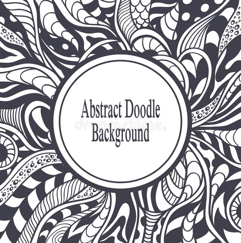 Abstract Background in Zen-tangle Zen-doodle Style Black on White Stock ...