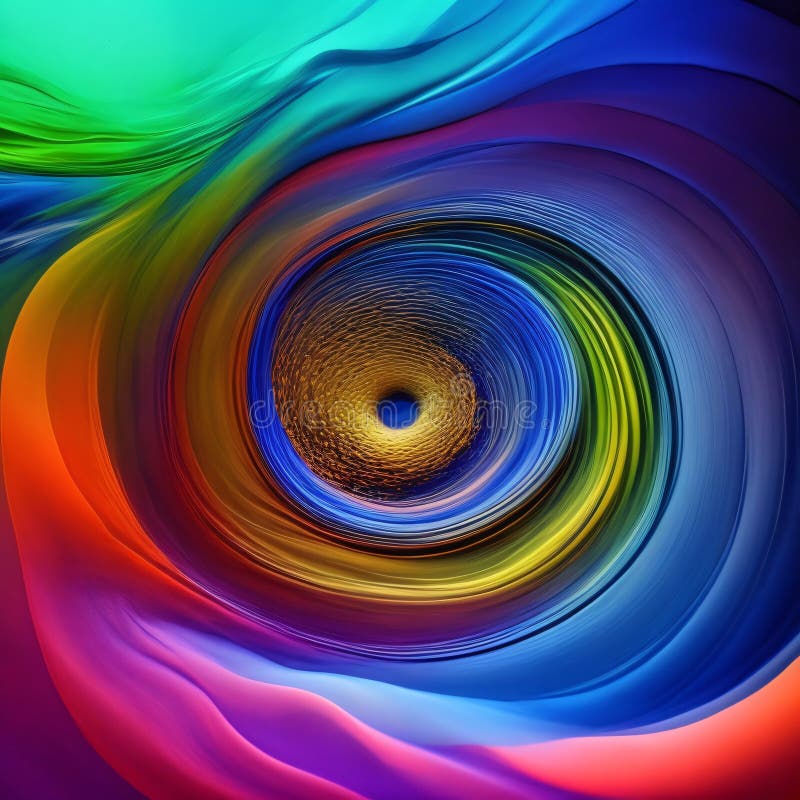 Abstract Circle Liquid Motion Flow Explosion. Curved Wave Colorful with ...