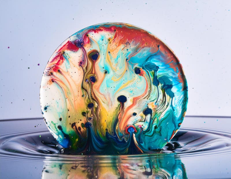 Abstract Circle Liquid Motion Flow Explosion. Curved Wave Colorful ...