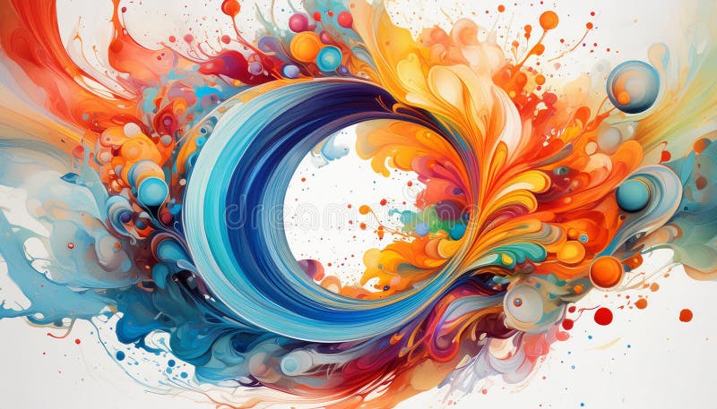 Abstract Circle Liquid Motion Flow Explosion. Curved Wave Colorful ...