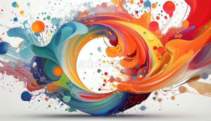 Abstract Circle Liquid Motion Flow Explosion. Curved Wave Colorful ...