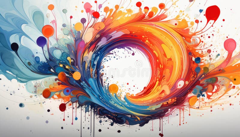 Abstract Circle Liquid Motion Flow Explosion. Curved Wave Colorful ...