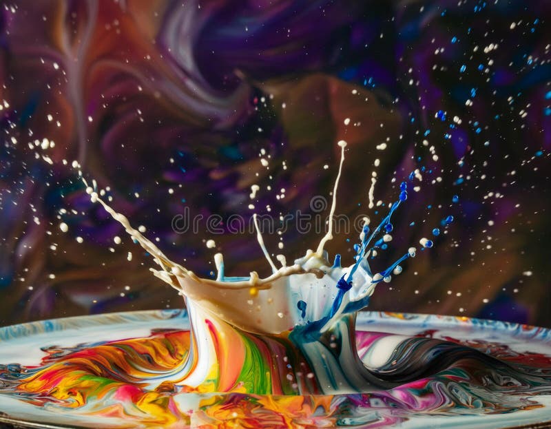 Abstract Circle Liquid Motion Flow Explosion. Curved Wave Colorful ...