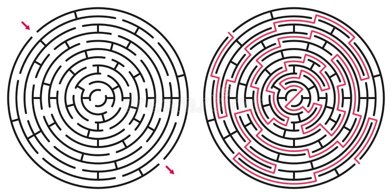 Abstract Circle Maze / Labyrinth with Entry and Exit. Stock Vector ...
