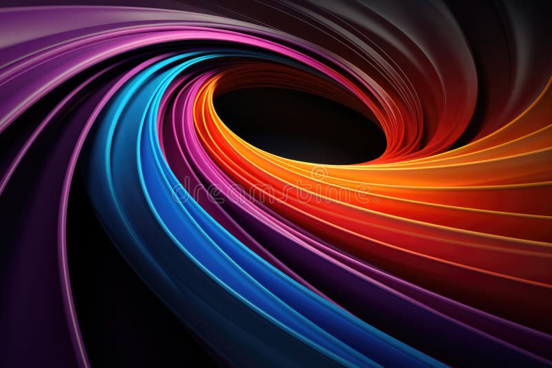 Abstract Circle in Multicoloured Rainbow Colours on Black Background ...