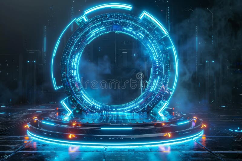 Abstract Circle Neon Background. HUD Futuristic Technology Stock Image ...
