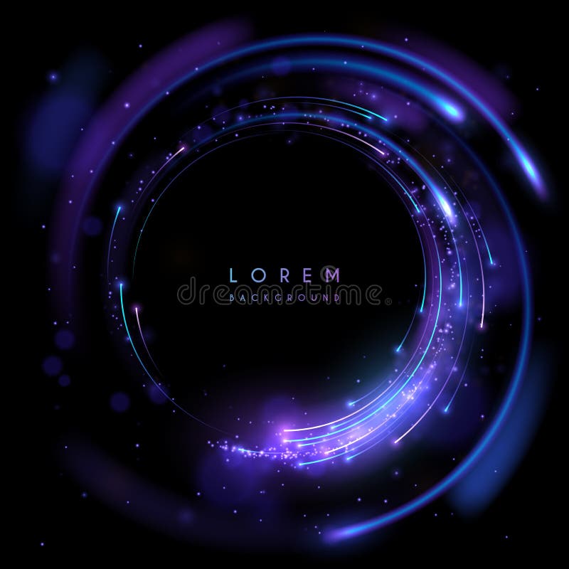 Circle Neon Lines Technology Hi-tech Blue Background. Stock ...