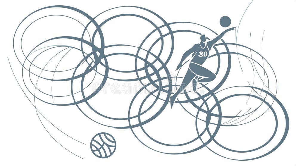 Abstract Circle Pattern with Faint Figures Playing Ball, Suggesting ...