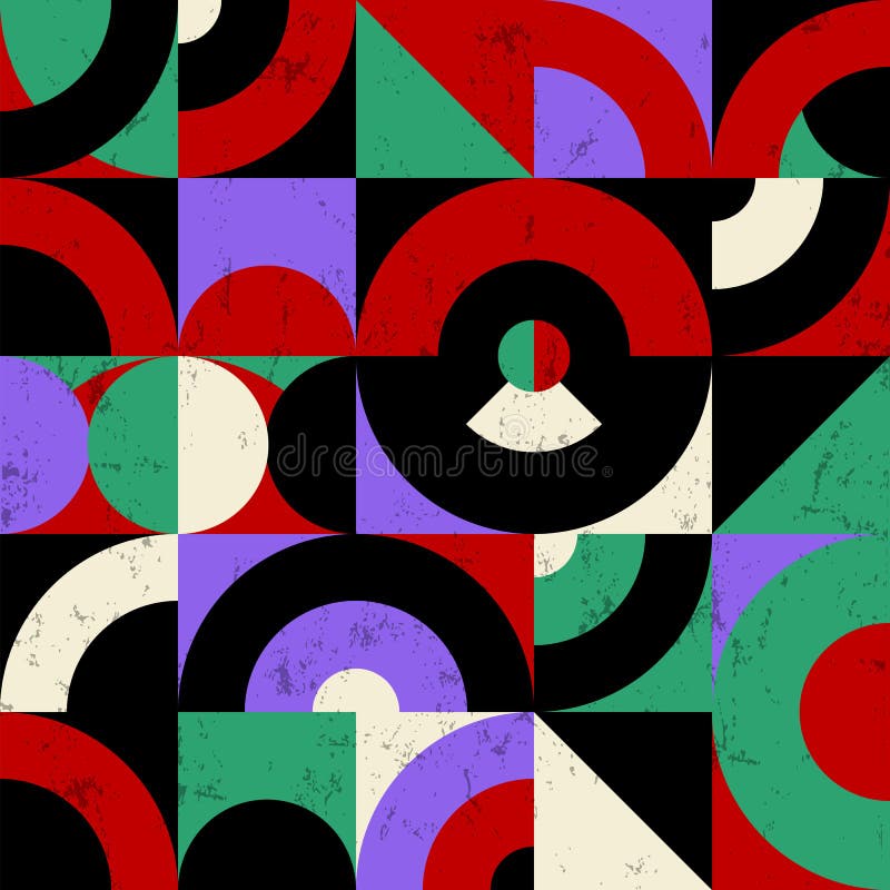 Abstract Circle Pattern, with Squares, Circles and Semicircles, Paint ...