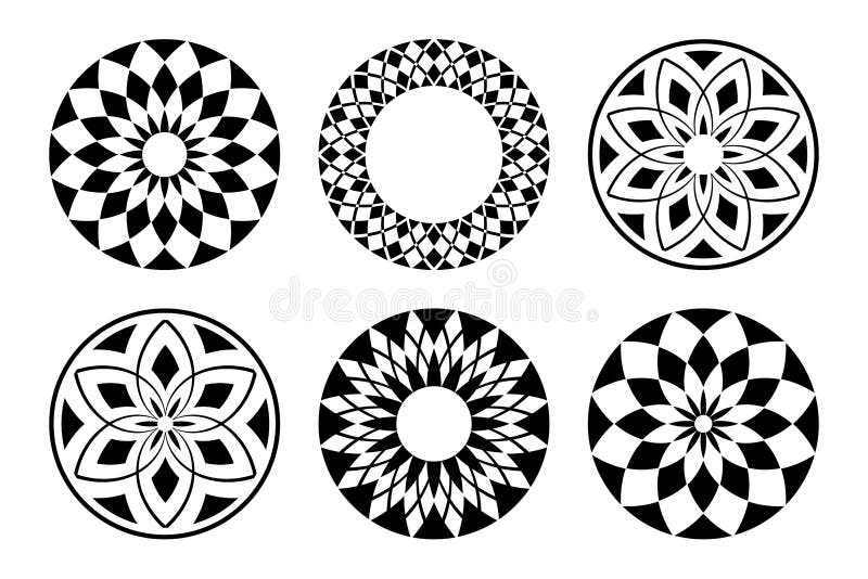 Abstract Circle Patterns. Design Elements Set Stock Vector ...