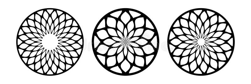 Abstract Circle Patterns Set. Round Design Elements Stock Vector ...