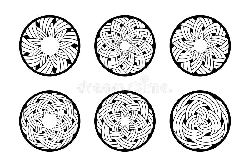 Abstract Circle Patterns Set. Round Design Elements Stock Vector ...