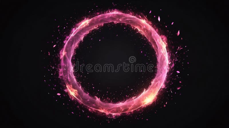 Abstract Circle of Pink Glowing Light Particles with Fire Flame on ...