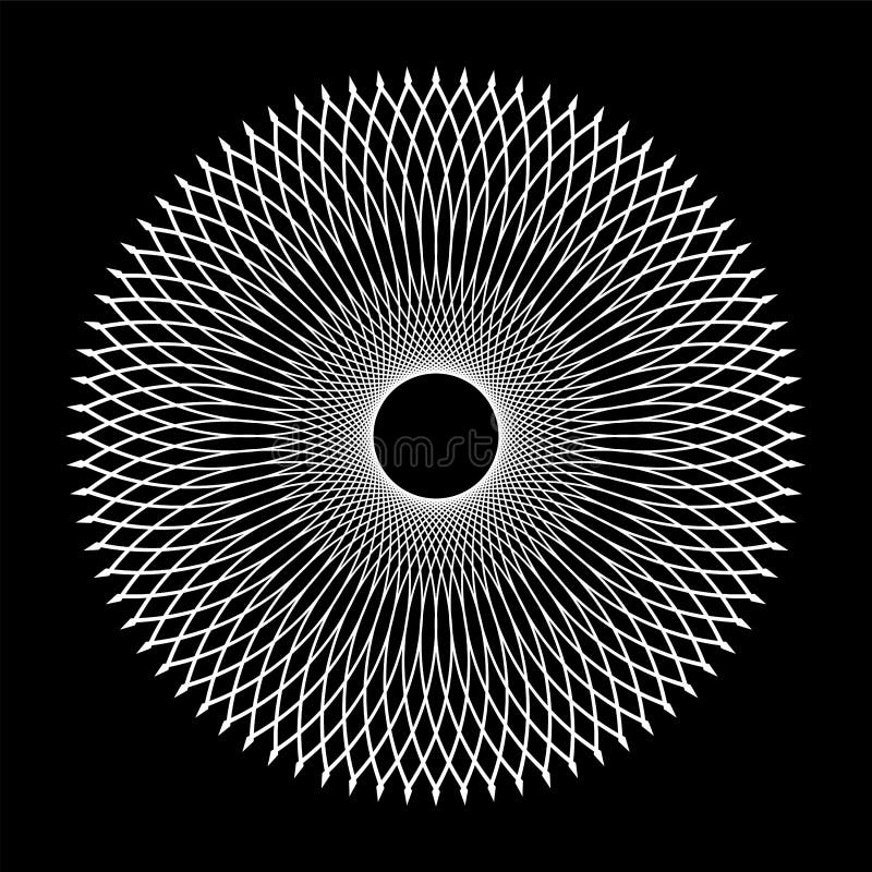 Abstract Circle Radial White Lacy Pattern on Black Background Stock ...