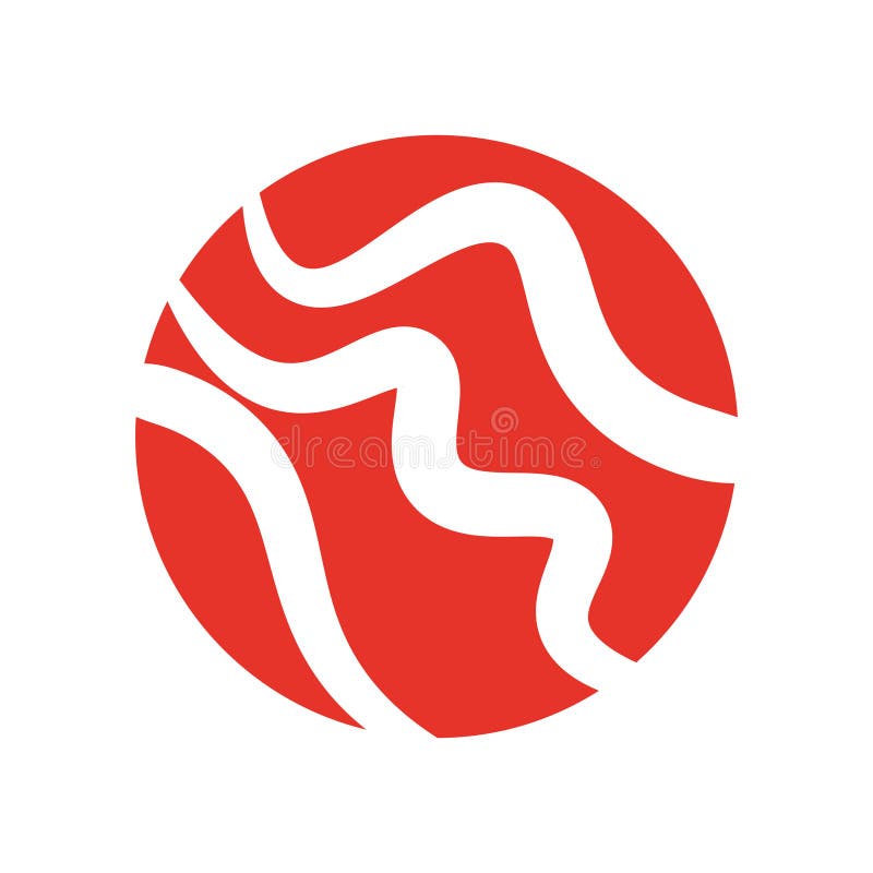 Abstract Circle Shape. Red Dynamic Symbol. Curved Wave Pattern. Modern ...