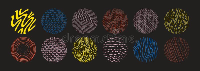 Abstract Circle Shapes with Loop, Drops, Spots, Curves, Lines and Waves ...