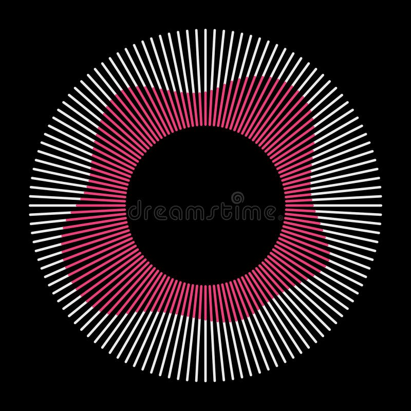 Abstract Circle Vector Symbol. Radial Concentric White and Pink Lines ...