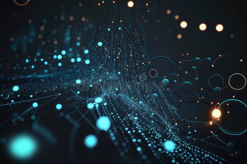 Abstract Circle Wave with Moving Dots. Flow of Particles. Cyber ...