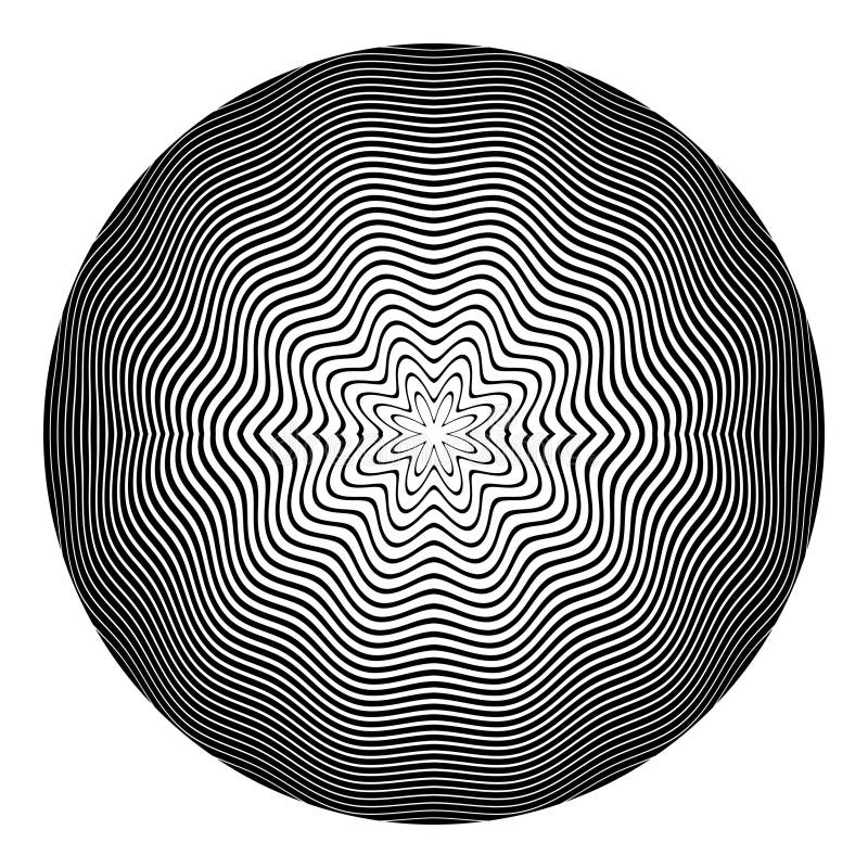 Abstract Circle Wavy Lines Pattern in Spherical Shape. 3D Illusion ...