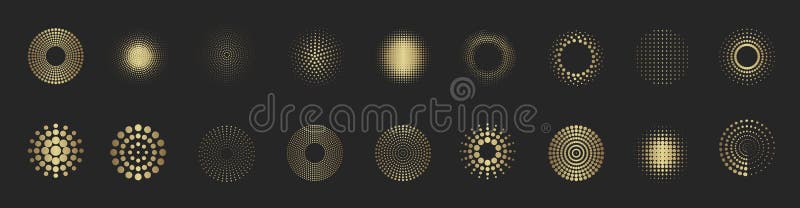 Abstract Circles with Dots Texture. Gold Spotted Spray or Brush. Golden ...
