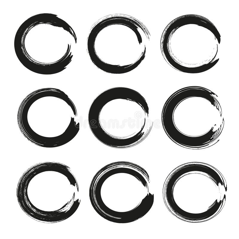 Abstract Circles Frames of Thick Black Textured Paint Smears Stock ...