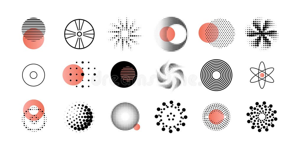 Abstract Circles. Halftone Geometric Design Patterns, Gradation for ...