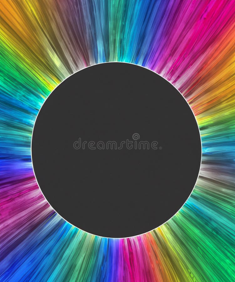 Abstract Circles Lines in Round Frame Colorful Rainbow with Empty Space ...