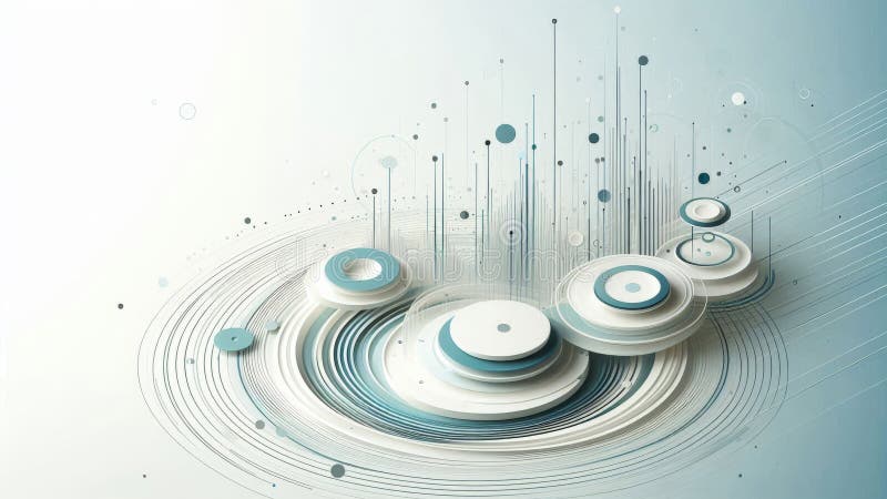 Abstract Circles and Lines in Soft Blue Tones Stock Illustration ...