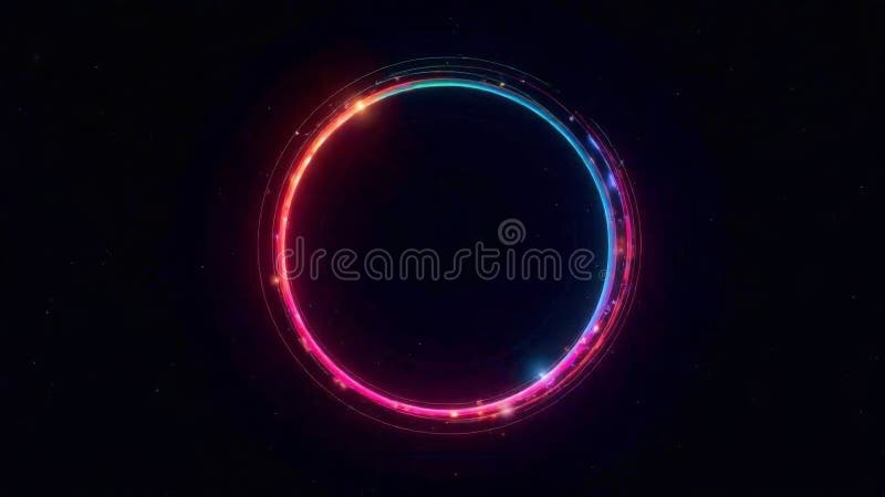 Abstract Circles Lines Wavy in Round Frame Colorful Spectrum Light ...