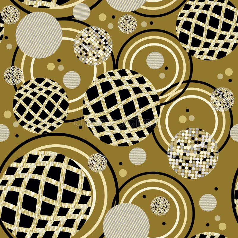 Vector Interlocking Circles Repeat Tile Pattern Stock Vector